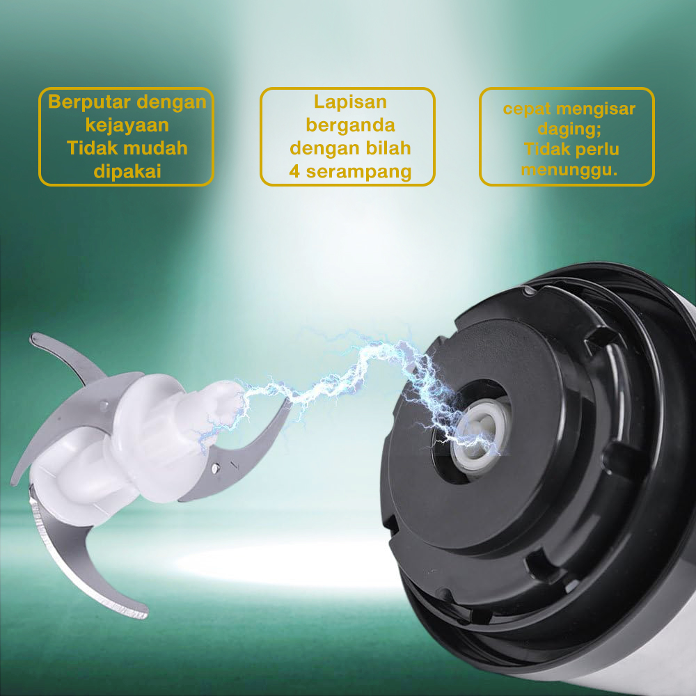 Simmo Chopper Blender Food Processor Meat Grinder 500W 2L Stainless Steel Mixer 4 Cutting Blades ...