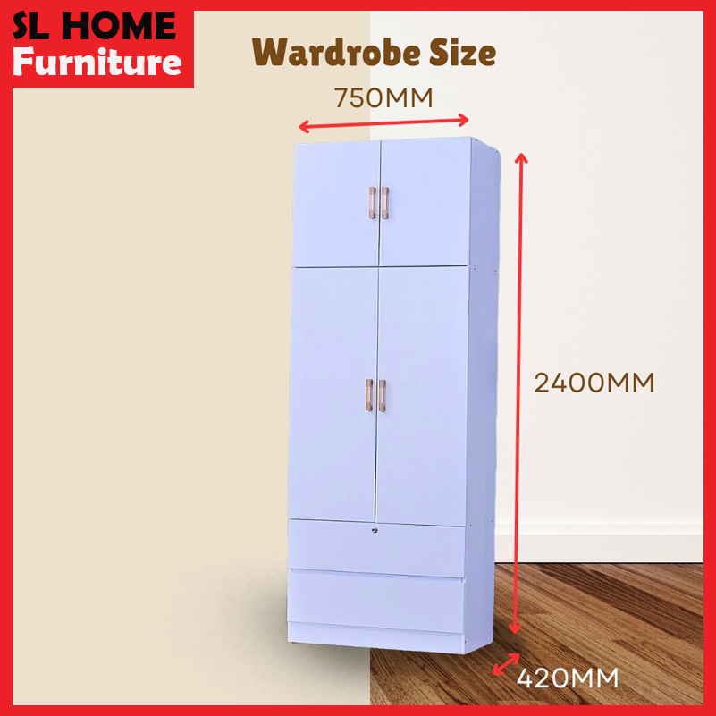🔥SL 2 & 3 Door Wardrobe + Top Cabinet / Almari baju 2 & 3 pintu ...