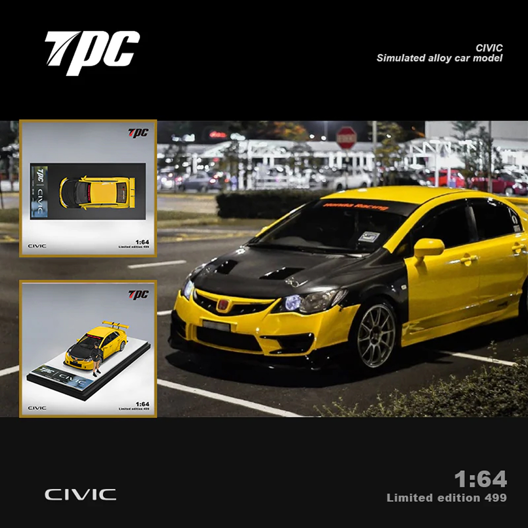 (READY STOCK) TPC 1/64 Honda Civic FD2 Yellow Carbon Hood | Shopee Malaysia