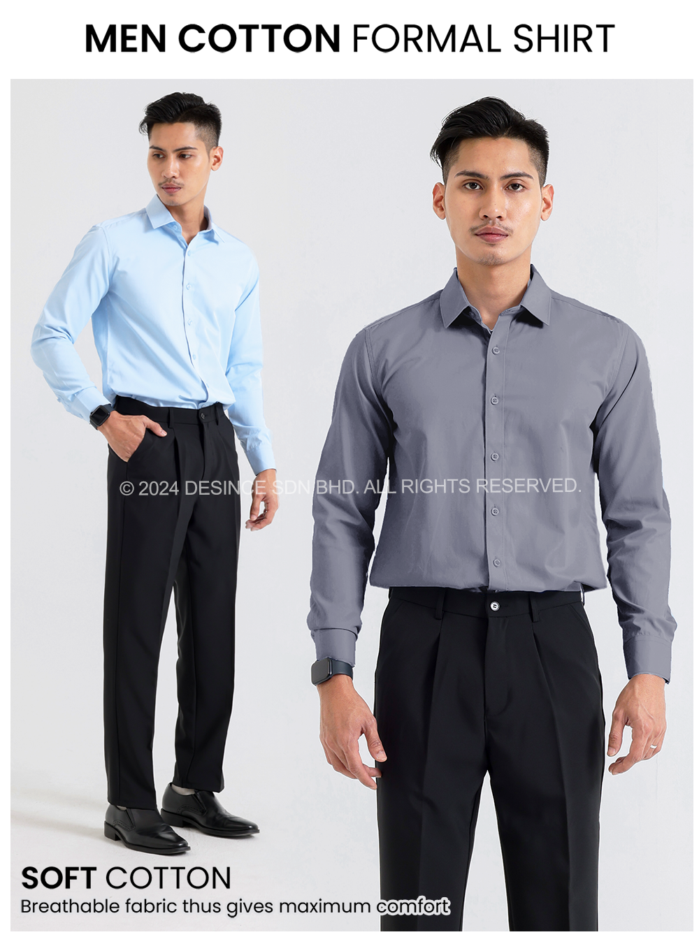 🇲🇾 DESINCE Men Formal Long Sleeve Cotton Shirt Kemeja Suit MT 004 ...