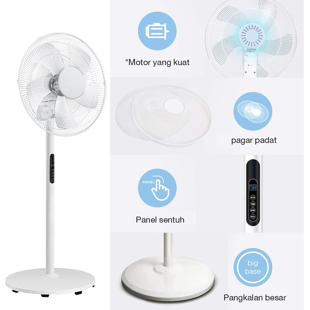 Simmo Kipas Berdiri 16 inch Stand Fan Remote Control Fan 8 Speed 5 ...