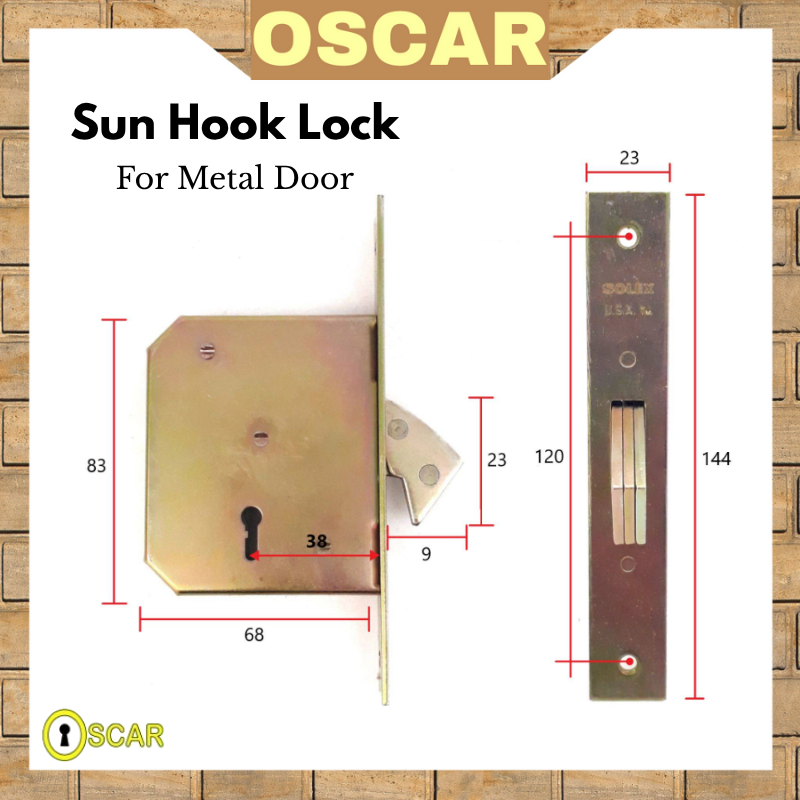 HL001-MORTISE STEEL SUN HOOK LOCK FOR STEEL GRILL DOOR | Shopee Malaysia