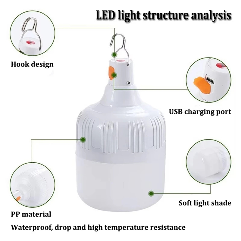 Portable Lamp LED Light Bulb Hanging Light Bulb Rechargeable USB Lampu ...