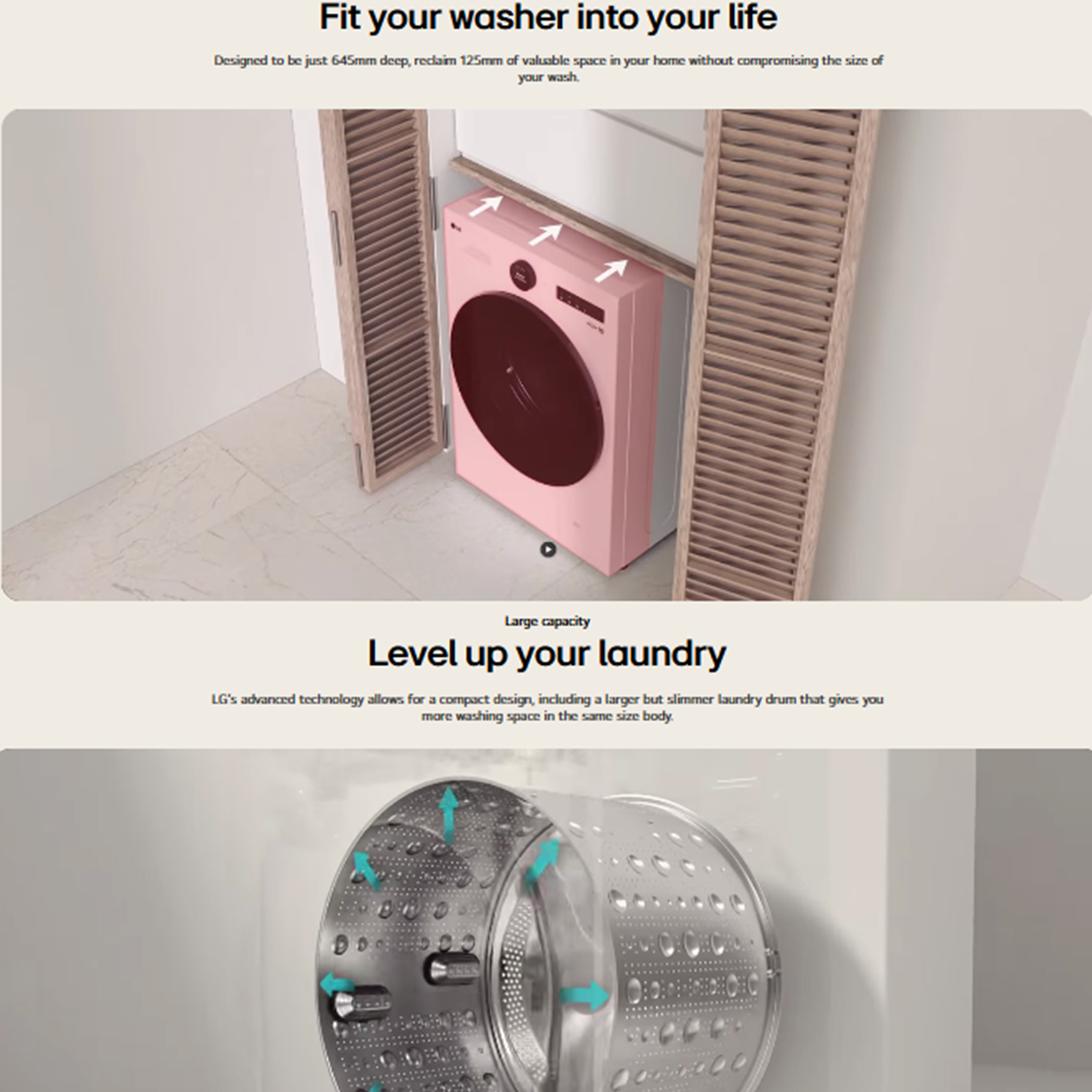 LG 15kg Slim Front Load Washer with AI Direct Drive™ F2515SNTGE ...