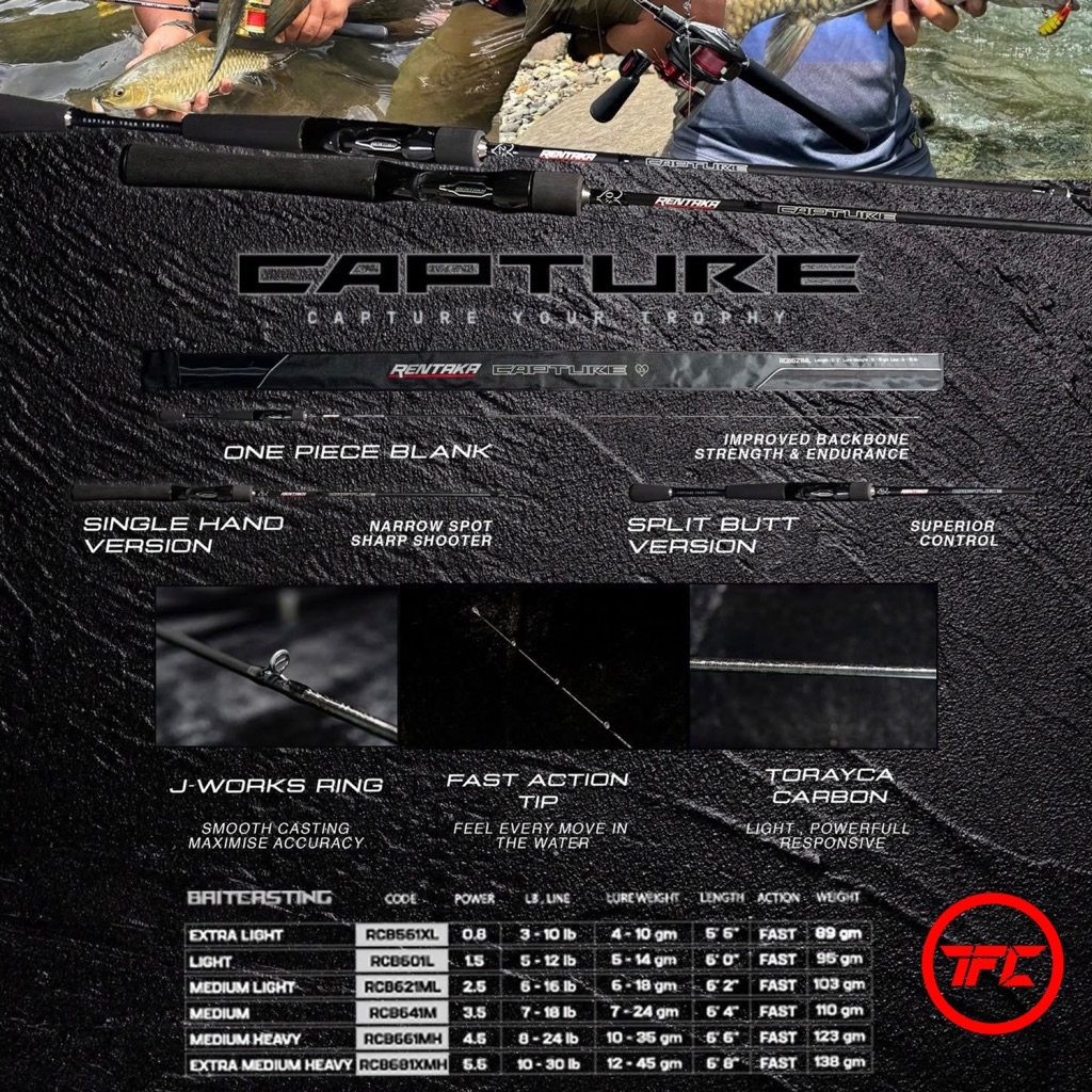 2025 RENTAKA CAPTURE Baitcast Rod Joran Pancing BC Baitcasting Single ...