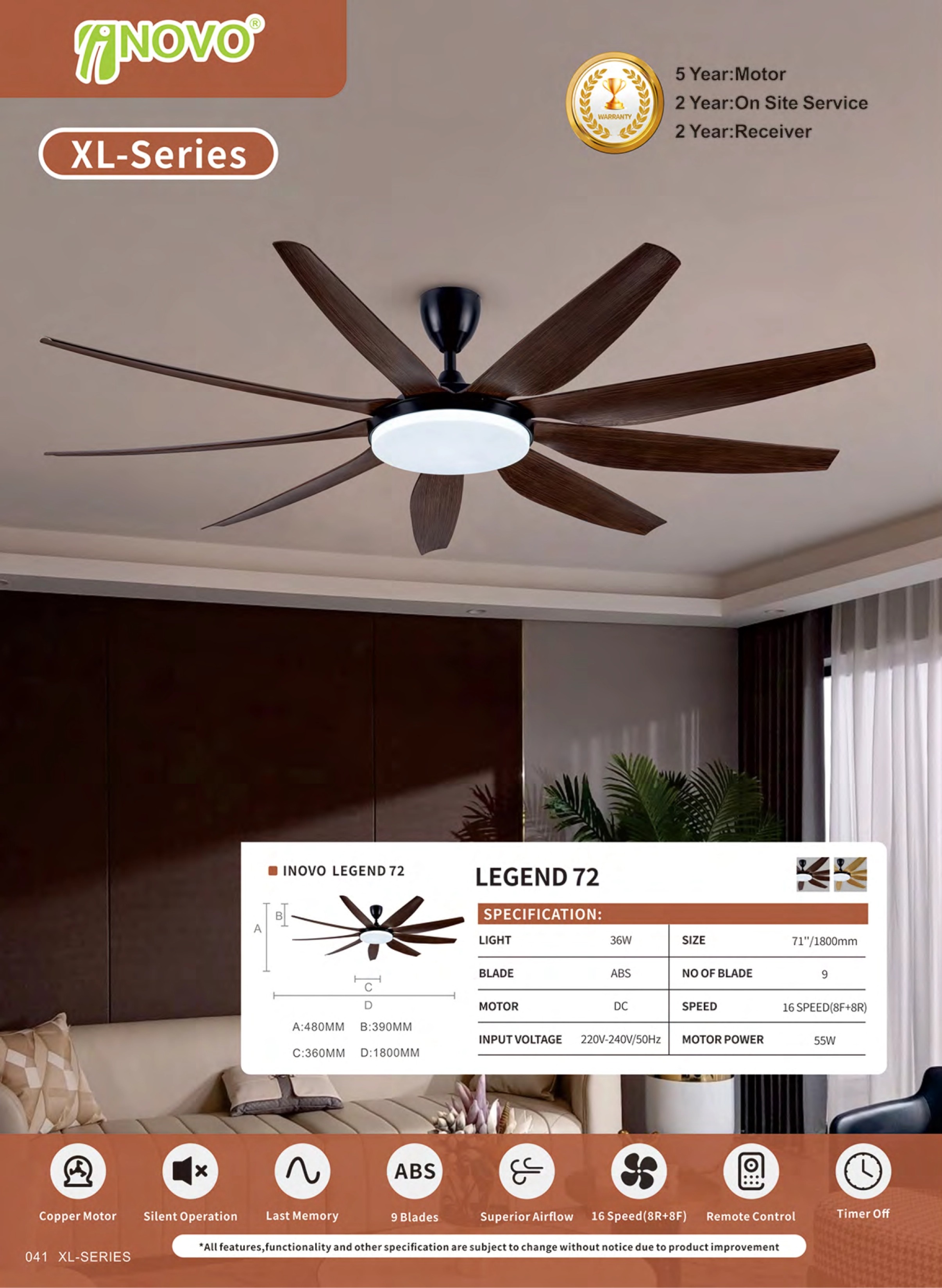 【Free Shipping】REGAIR/INOVO Legend 72 DC Ceiling Fan with Light Remote ...
