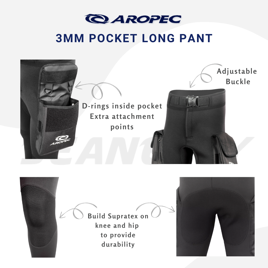 AROPEC Pocket Pant Men Long Wetsuit Cargo Pant Diving 3mm Neoprene for ...