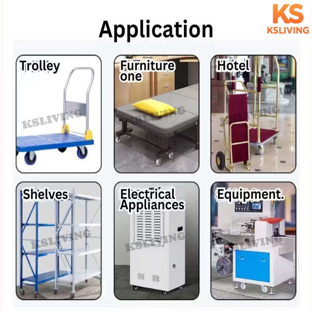 Kim.S 3”[75MM] Rubber Wheel Roller Heavy Duty Roda Rubber Trolley Roda ...