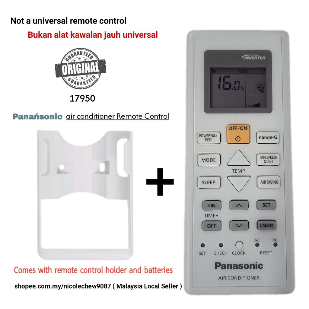 Original Panasonic inverter air conditioner Remote Control 17950 ...