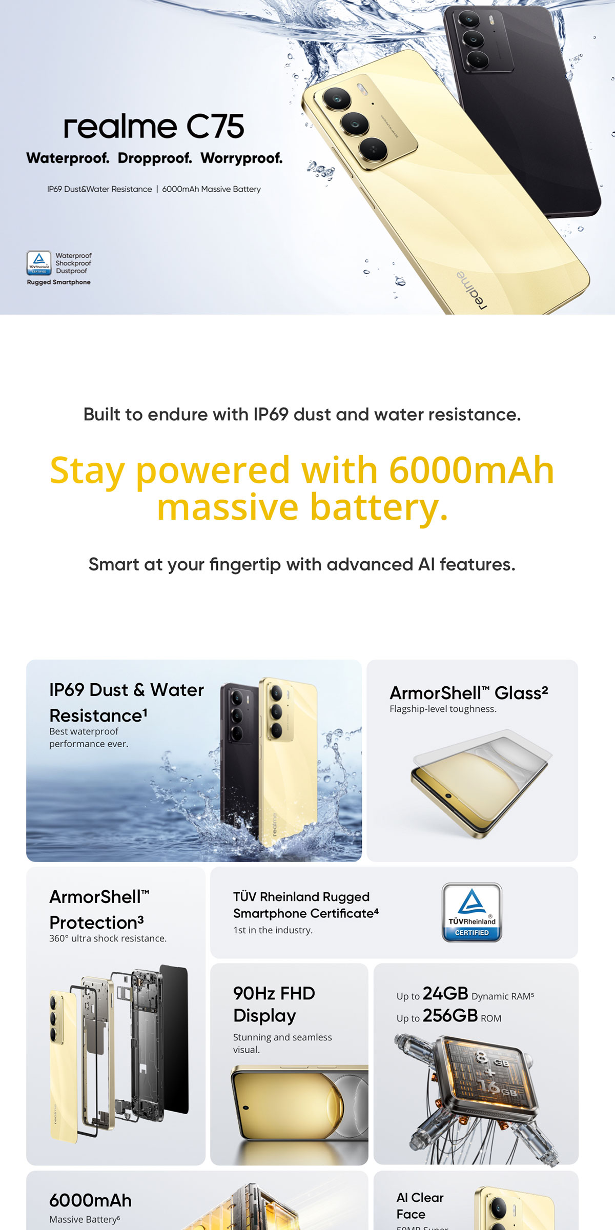 Realme C75 | 8GB +256GB | Waterproof | 6000mAH Massive Battery | Ultra ...