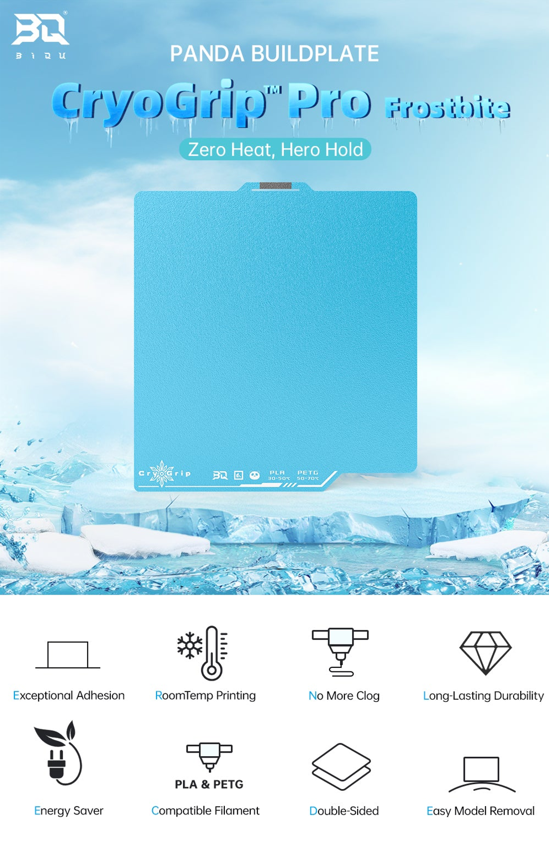 BIGTREETECH BIQU Panda Cool Plate | Cryogrip Pro Coating | Bambu Lab A1 ...