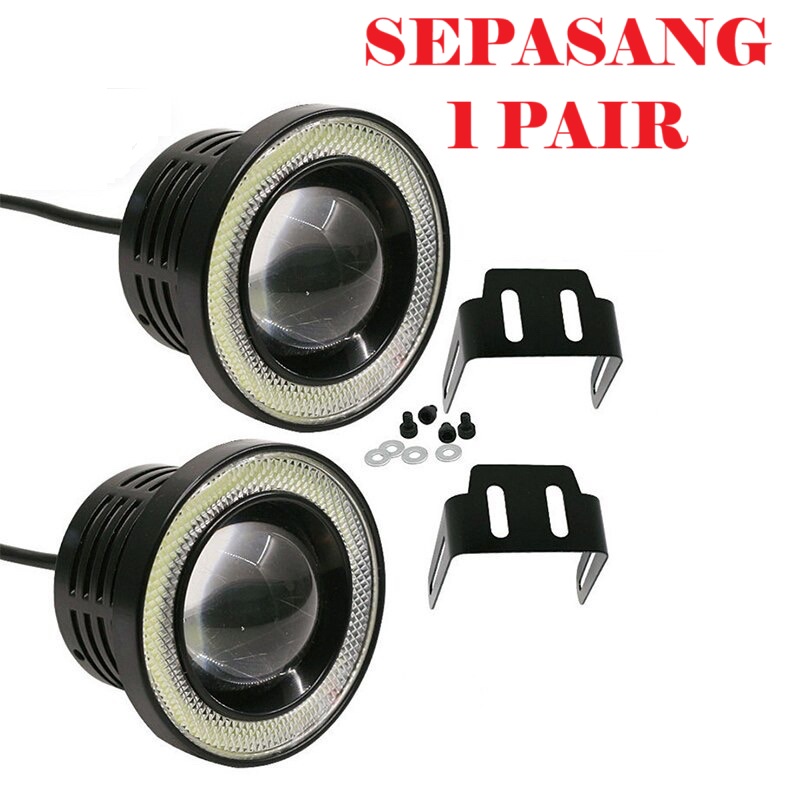 Car Sport Light Led Eagle Eye Angle Halo Ring Projector Fog Lamp Cob ...