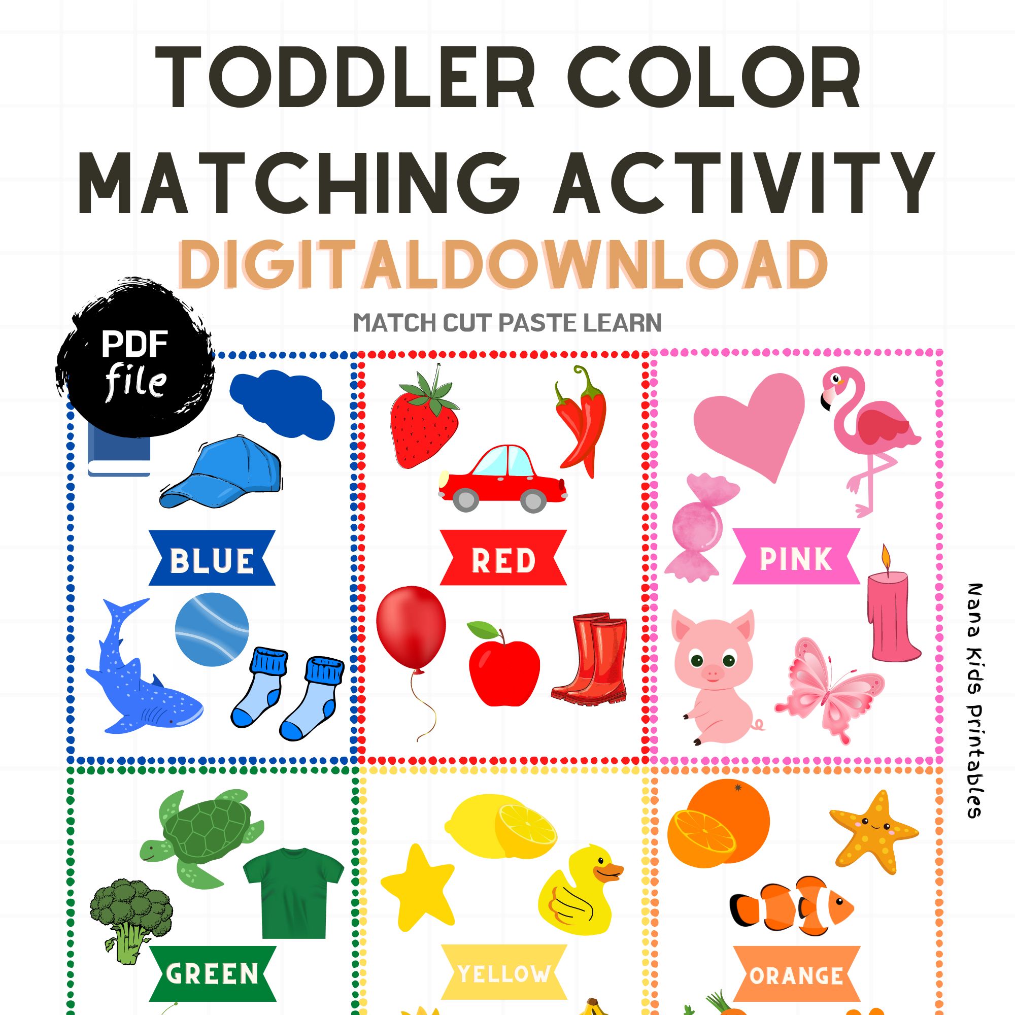 [PDF] C01 | Color Matching Worksheets for Kids - Printable Activity Set ...