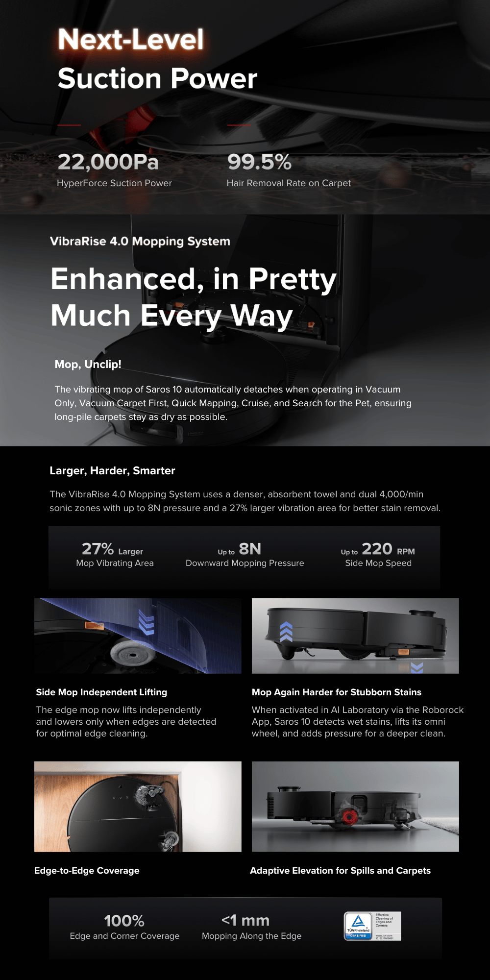 Roborock Saros 10 Robot Vacuum | 22,000Pa | Ultra-Thin 7.98 cm | Self ...