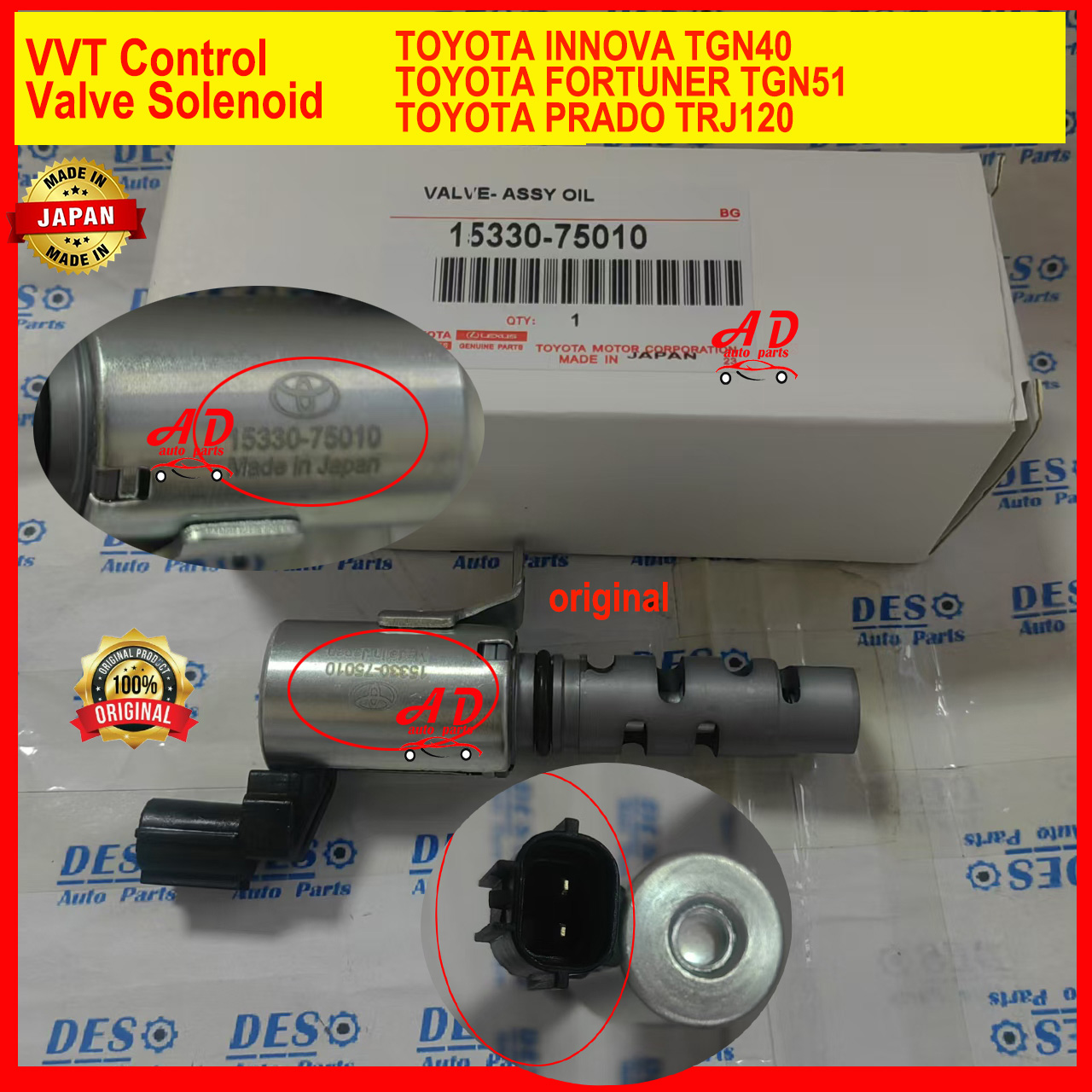 ORIGINAL VVTI Control Valve Solenoid Oil Valve Toyota Innova TGN40 ...
