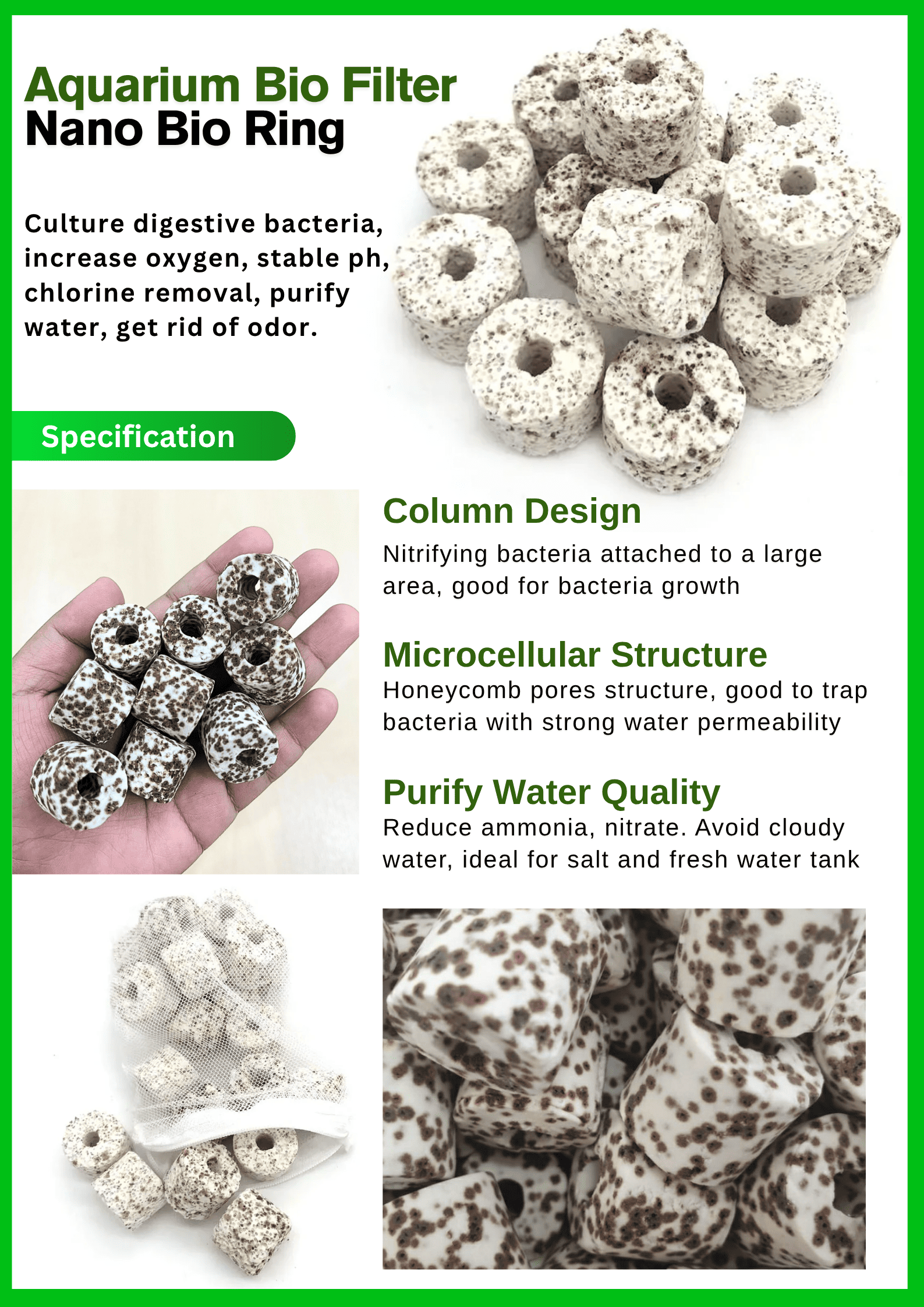 SLEN Ceramic Bio Ring Nano Ring [500g-3kg] High Quality Nano Bio Ring ...