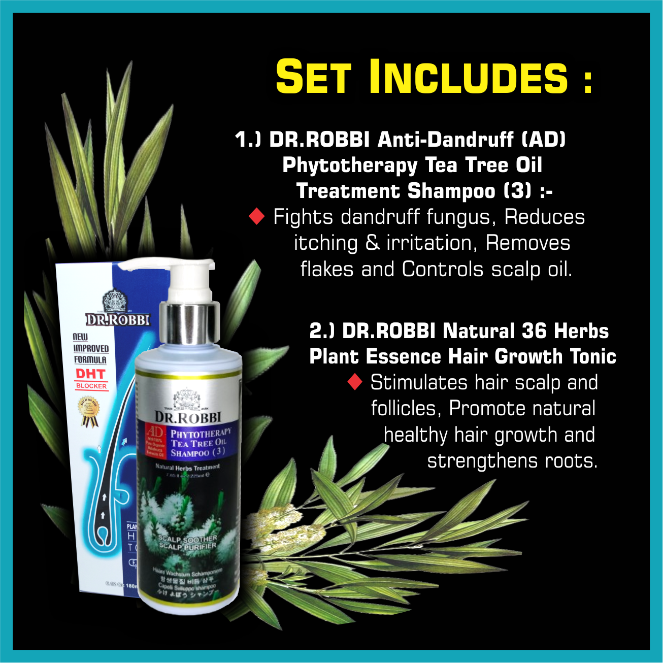 3.) DR.ROBBI ANTI-DANFRUFF HAIR GROW SET ( 1x Anti-DANDRUFF SHAMPOO (3 ...