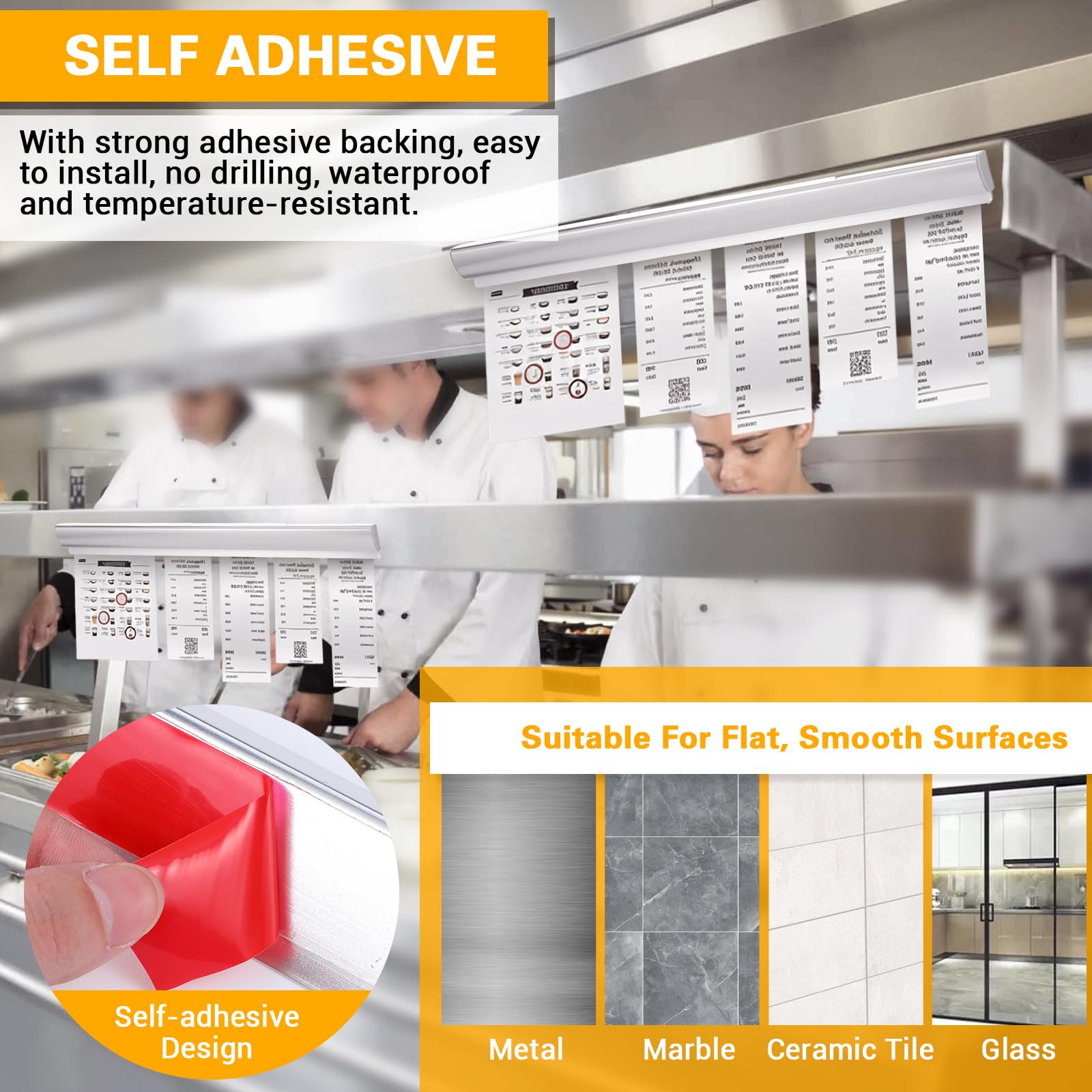 [40/60cm] Kitchen Ticket Holder PANTAS - Adhesive Back Bill Rack for ...
