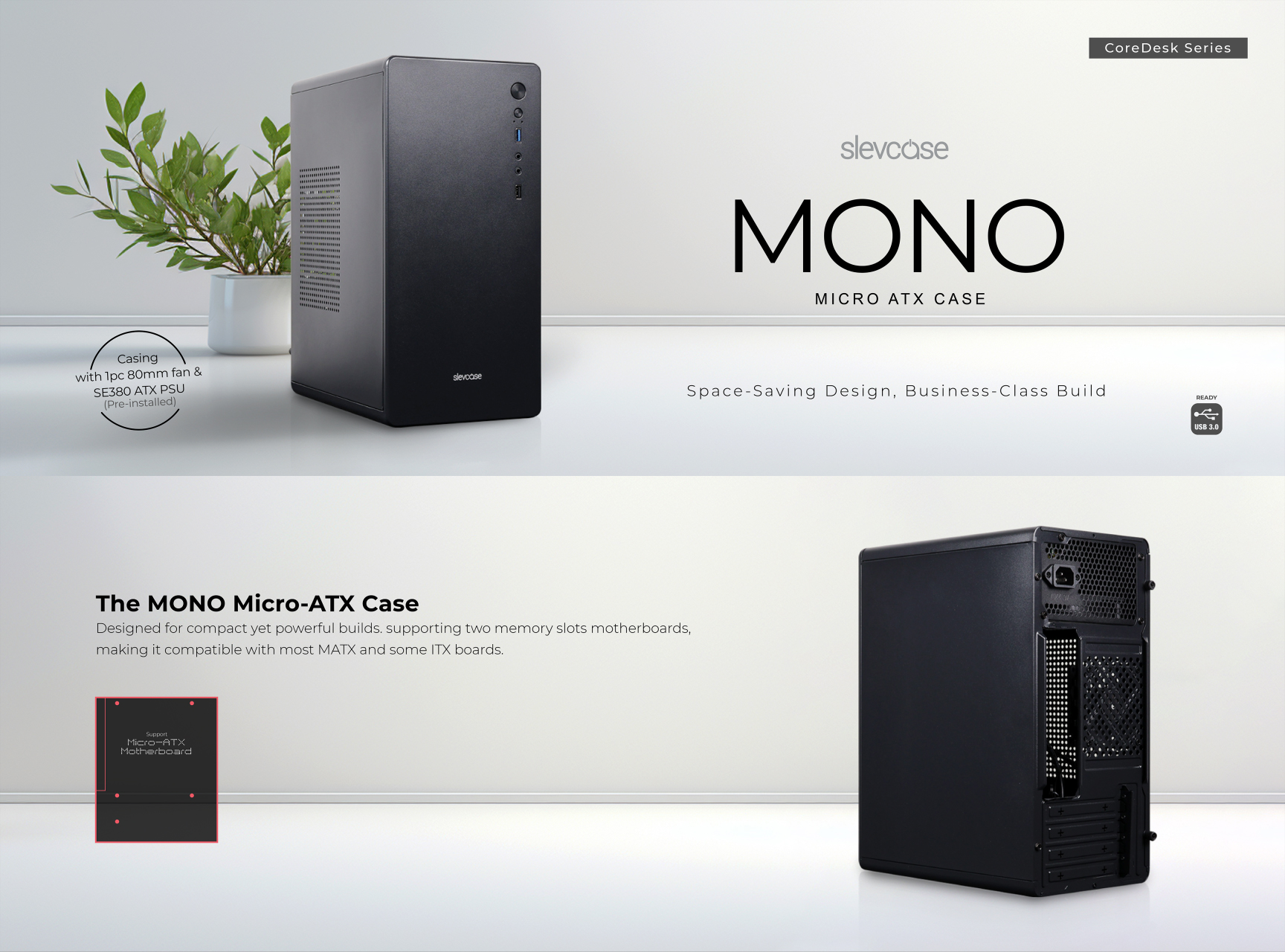 Slevcase Mono Micro ATX Casing with SE380 Power Supply - Black | Shopee ...