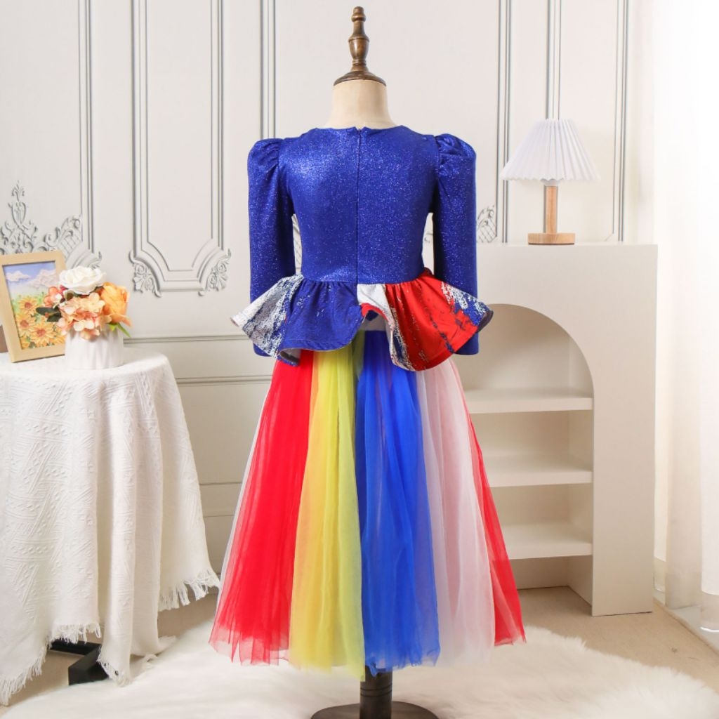 Merdeka Exclusive Set Dress dengan Rainbow Skirt Budak Perempuan Peplum ...