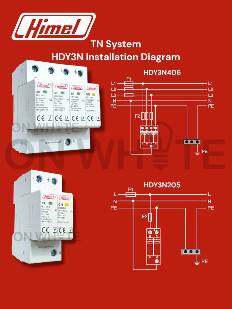 HIMEL SPD SURGE PROTECTION DEVICE ( HDY3N205 20kA 2P / HDY3N406 40kA 4P ) SINGLE PHASE / THREE ...