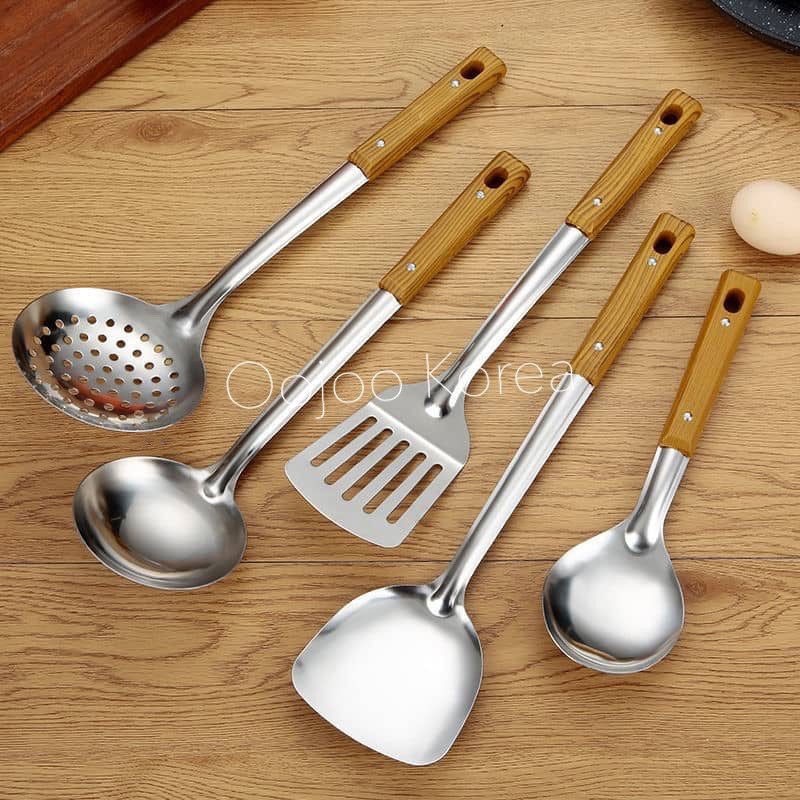Premium Stainless Steel Kitchen Utensil Set – Turner, Ladle, Rice Scoop ...