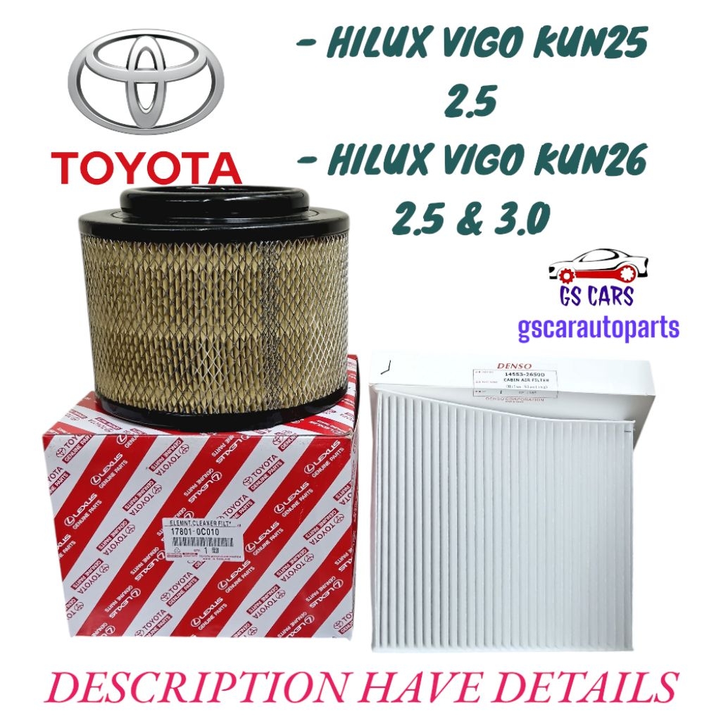 Toyota hilux vigo kun25 kun26 2.5 3.0 engine oil, diesel fuel filter ...