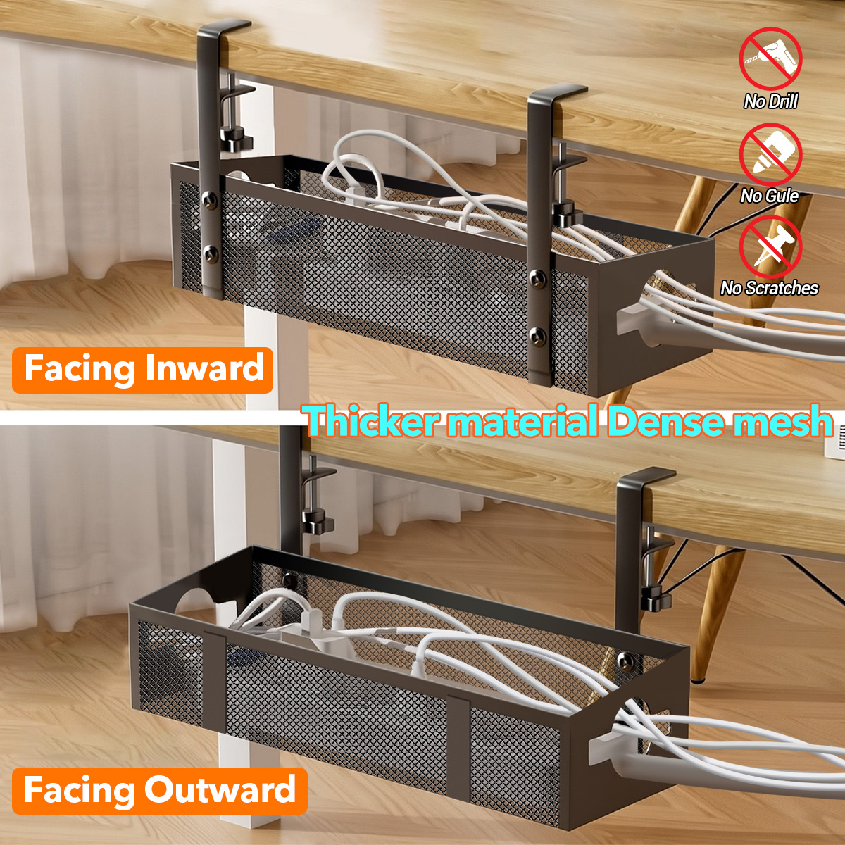 Under Desk Organizer Office Table Storage Shelf Desk Cabinet Rack Under ...