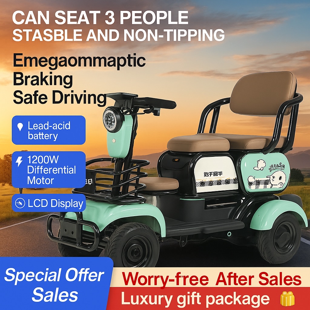 NEW Ebike Electric Scooter 4 Wheels Tricycle Adults Four Wheel Electric ...