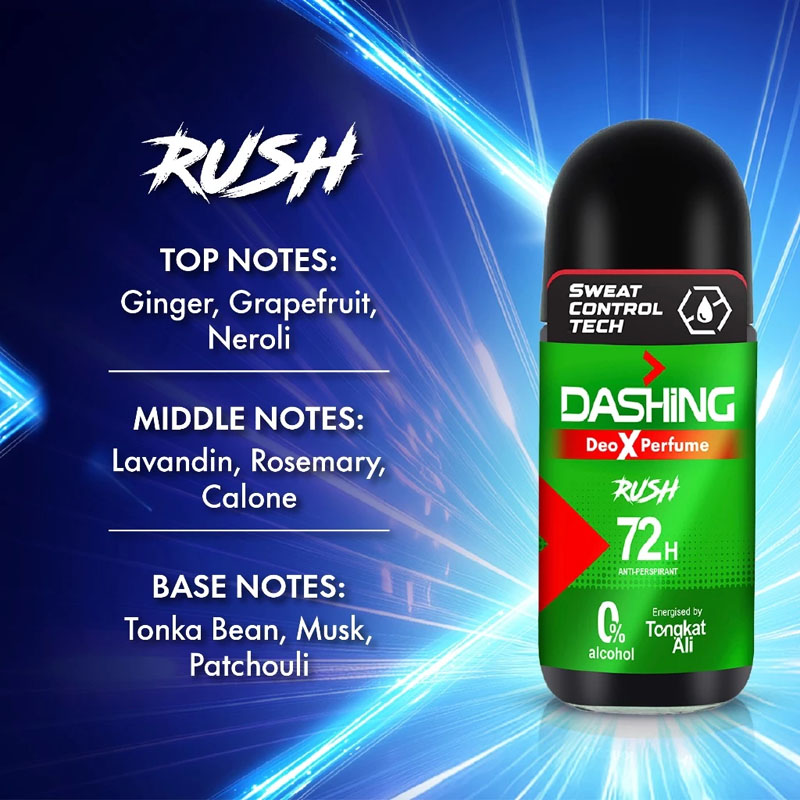Dashing Perfume Roll On Deodorant 72h Anti Perspirant 50ml Rush Charge ...