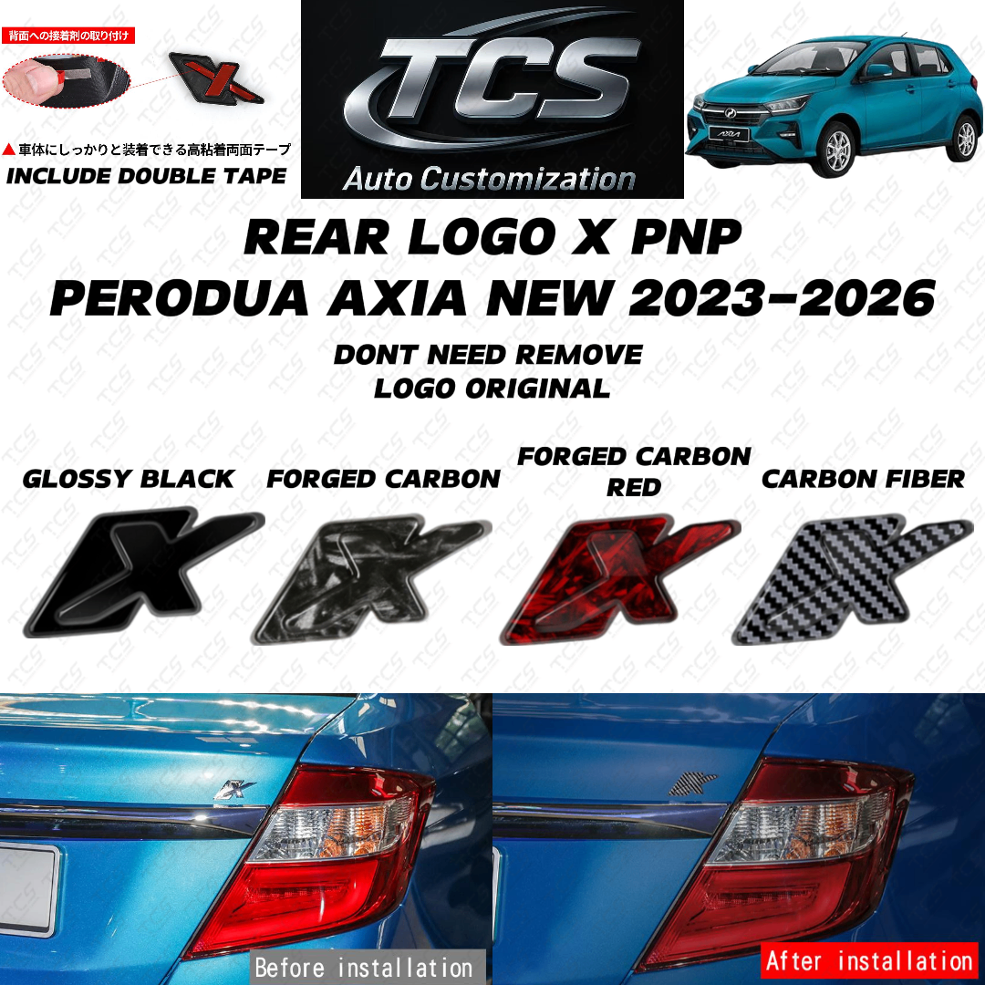 TCS PERODUA AXIA NEW 2023-2025 CAR REAR X LOGO EMBLEM PNP COVER ...