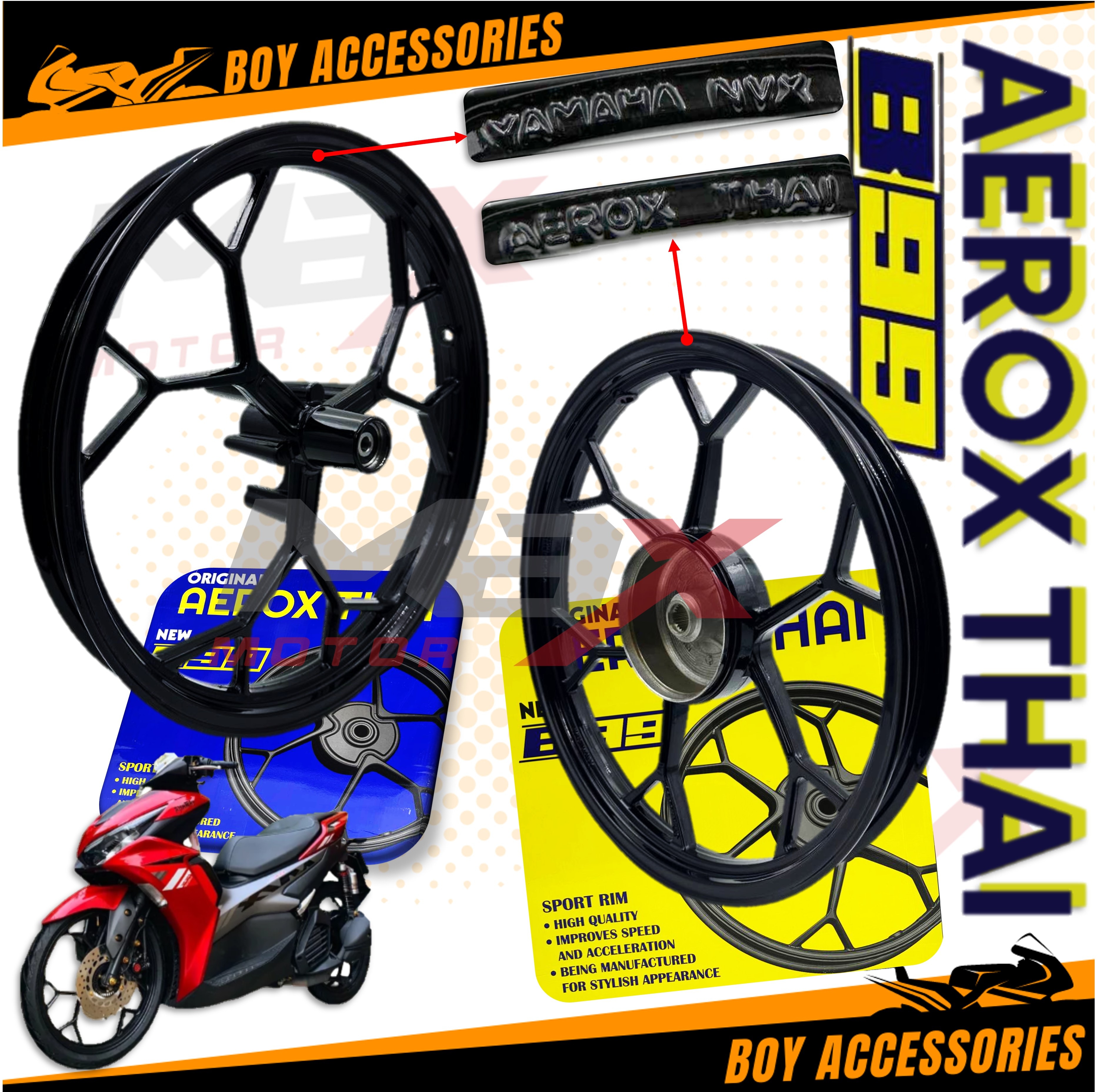 ORIGINAL AEROX THAI CNC SPORT RIM NVX V1 V2 SIAP BEARING BUSH 1.6/1.6 ...