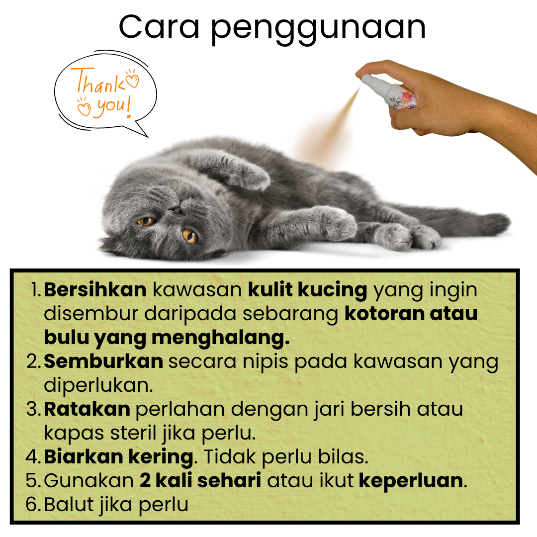 KPSPro Spray Luka Kucing Spray Ubat Kurap Kucing Gatal Solution Iodine ...