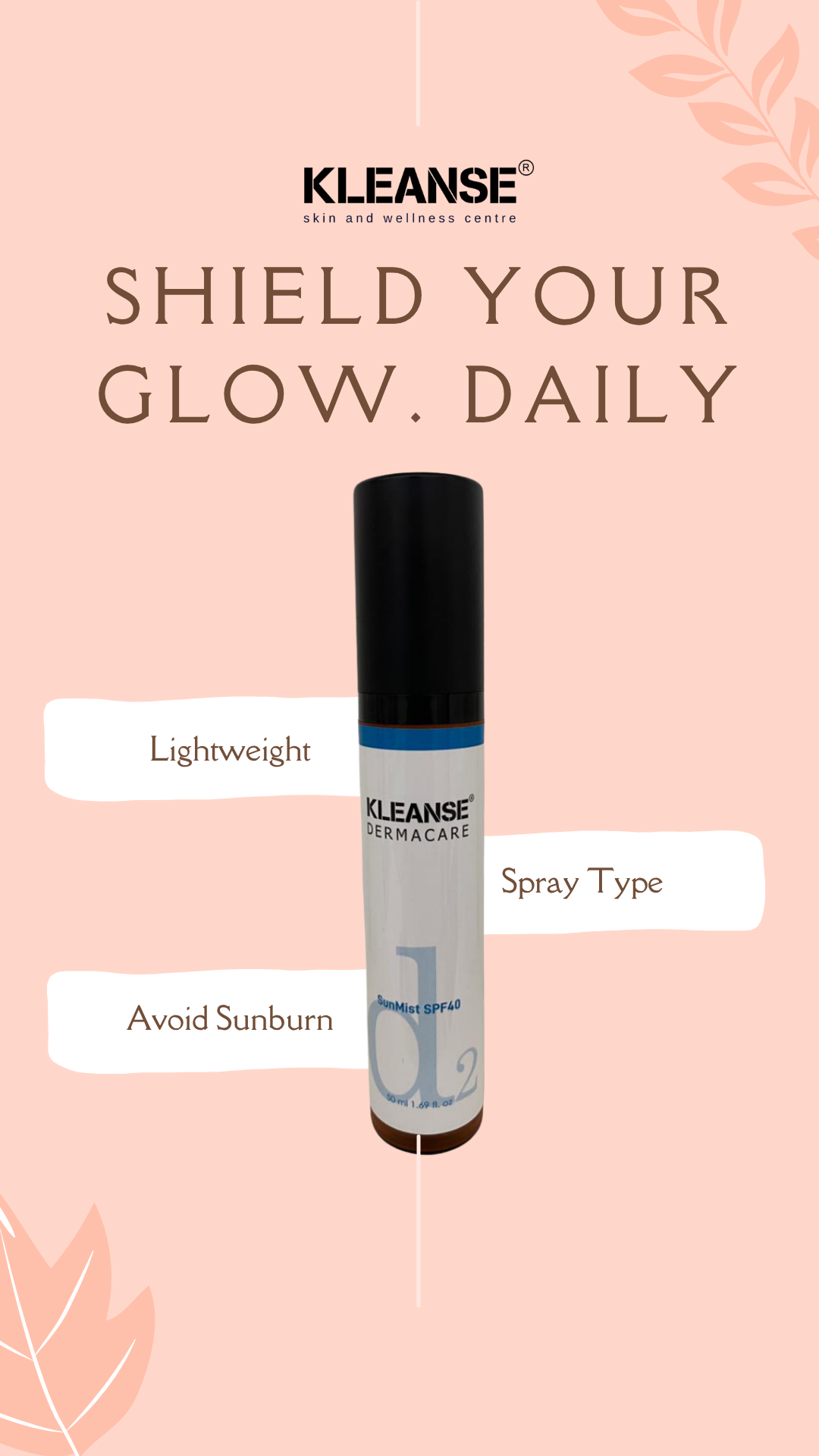KLEANSE SunMist SPF Dailly Sunscreen Sun Protection Non Sticky Suitable ...