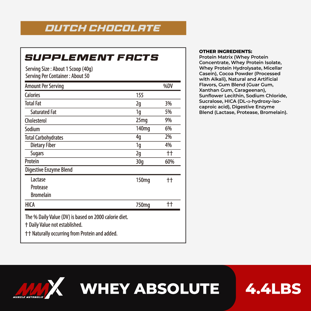 MMX ABOSLUTE WHEY 4.4LBS-50Serv+Whey Protein+Build Lean Muscle+Weight ...