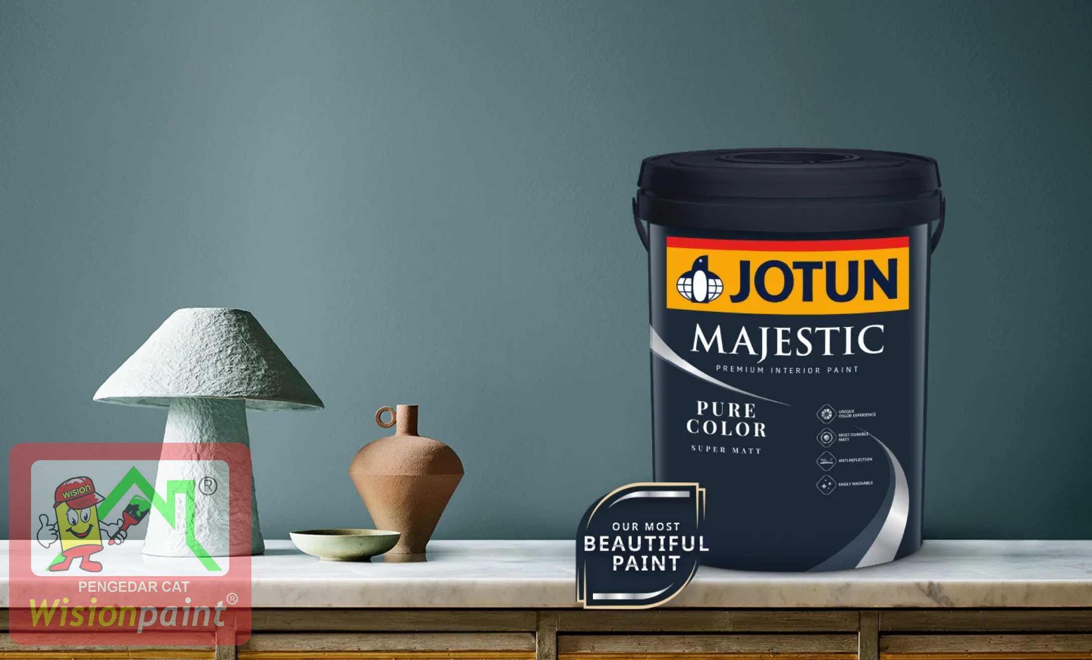 1L JOTUN PAINT ( Majestic Pure Color Super Matt ) Interior Paint ( FREE ...