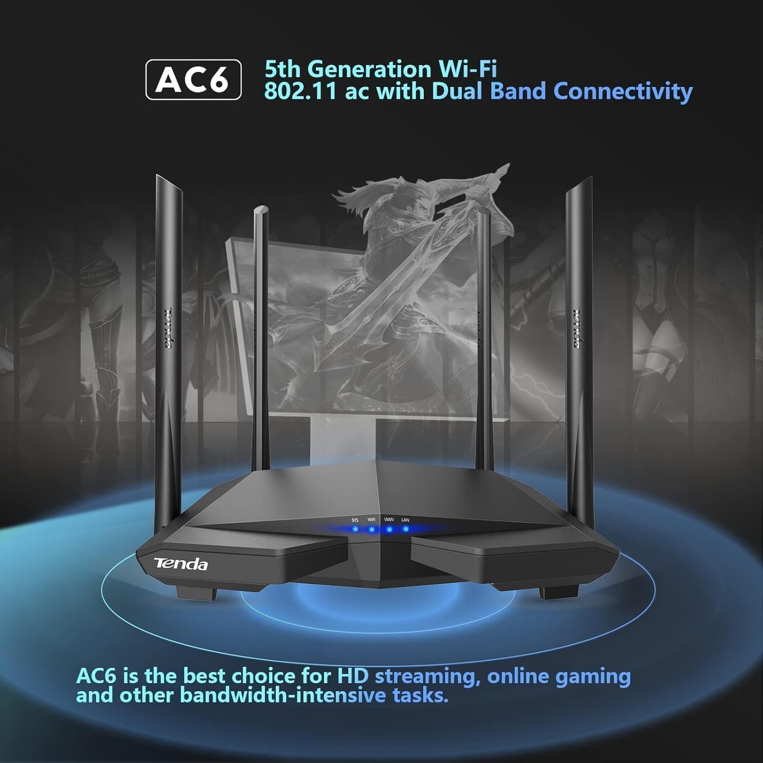 Tenda AC6 AC1200 Gigabit Speed Dual Band wi-fi Internet Wireless Router AP mode dengan antena ...