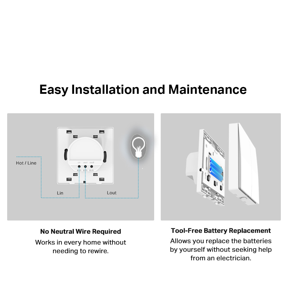 TP‑Link Tapo S220 2‑Gang 1‑Way Smart Light Switch – No Neutral Wire ...