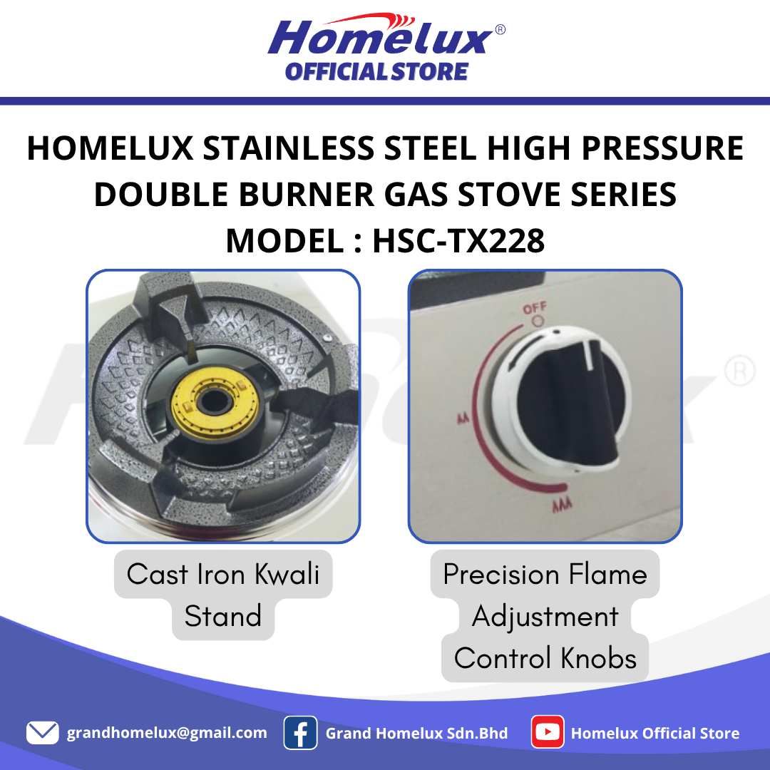 HOMELUX HIGH QUALITY STAINLESS STEEL HIGH PRESSURE DOUBLE BURNER GAS ...