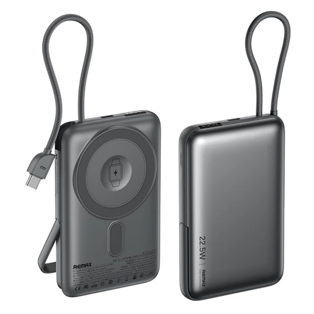[ CCC Certified ] REMAX MC‑01 10000 mAh 3‑in‑1 Cabled Foldable Magnetic Wireless Power Bank (PD ...