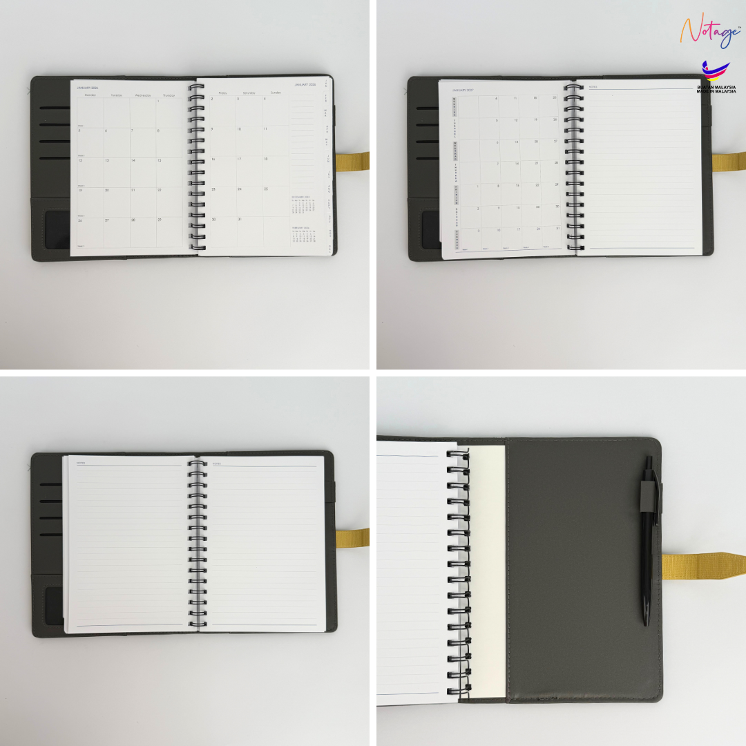 2026 Planner Notebook PU Leather Agenda Planner Vento Refill Business Office Wire-O Journal ...
