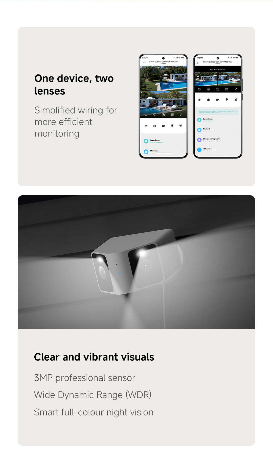 Xiaomi Outdoor Camera CW100 Dual | 3MP 2K HD Resolution | Dual-Lens ...