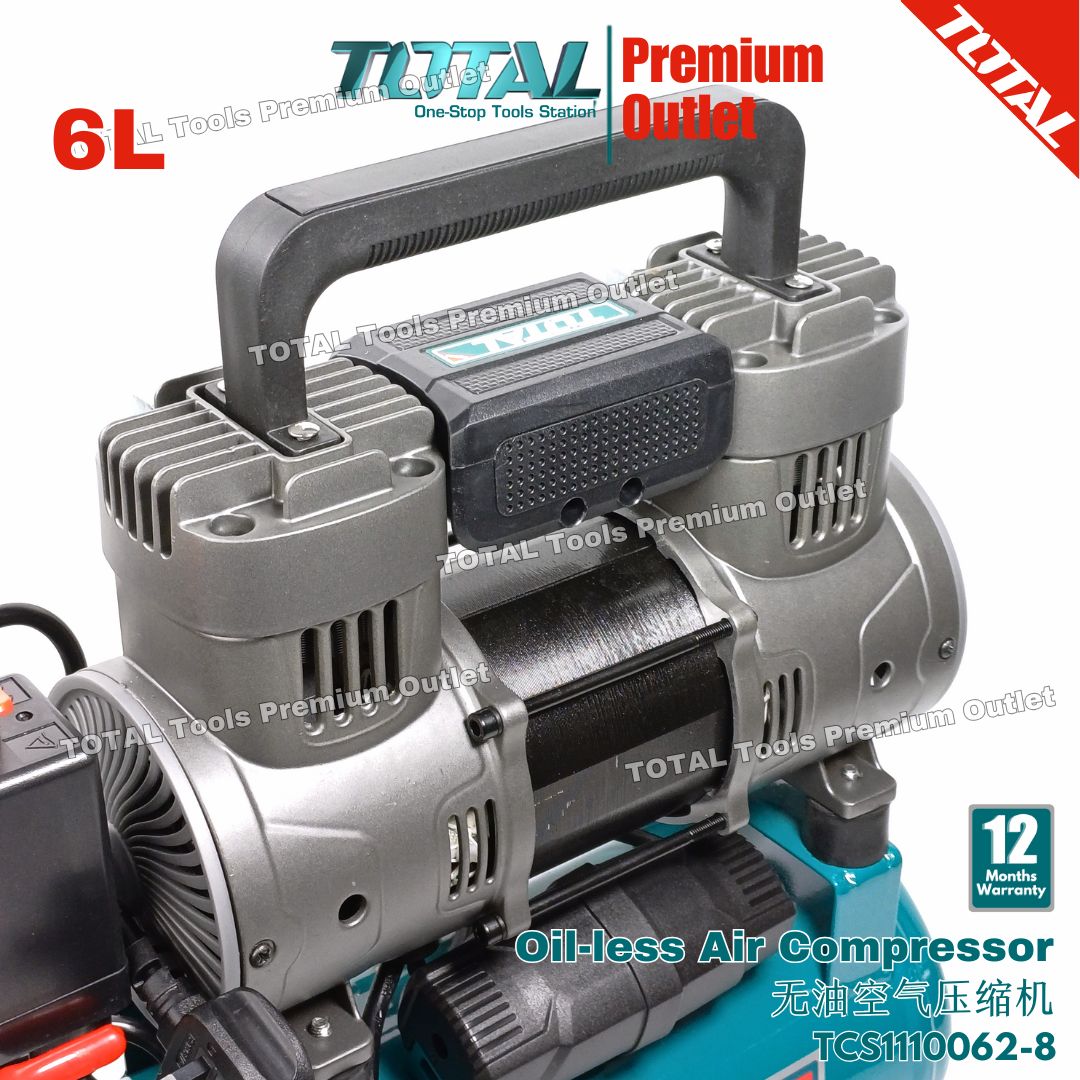 TOTAL Tools 6L Oil-free pump Air compressor 1100W(1.5HP) Compact ...