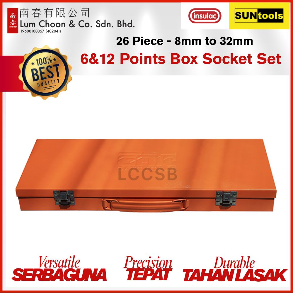 Box Socket Set 12 and 6 points 26 piece 8 - 32mm includes ratchet slide ...