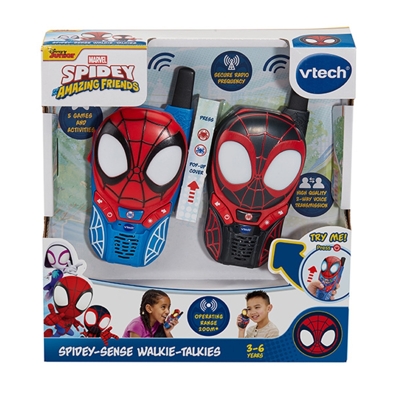 VTech Spidey Sense Walkie-Talkies 200M Transmission Spidey Amazing ...