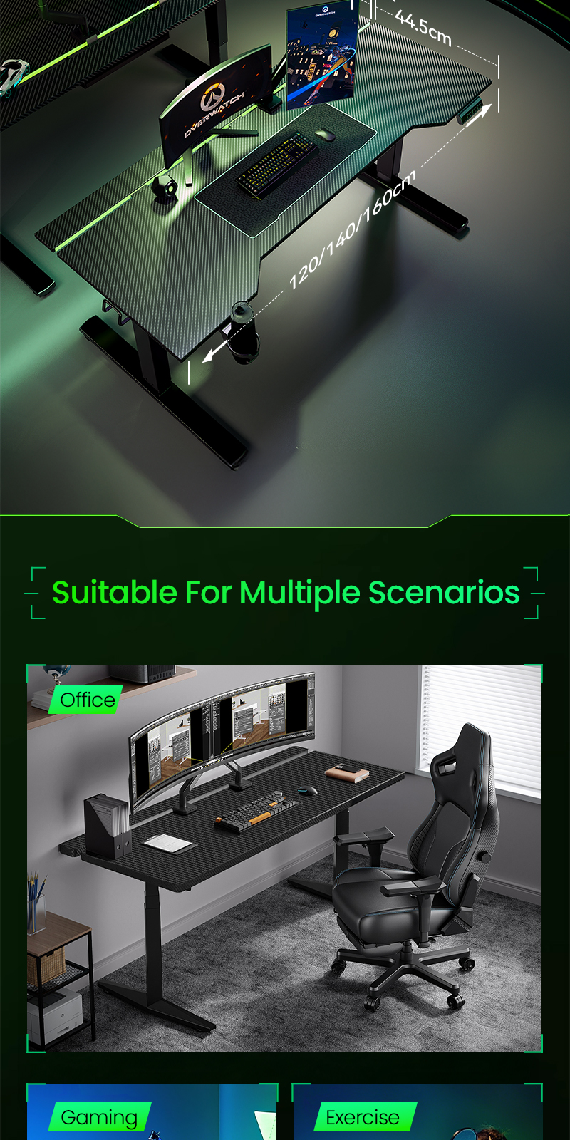 Xpanse Convenient Meja Gaming Study Office Computer Table Height ...