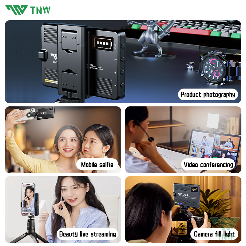TNW D25 Mini LED Video Light Adjustable Portable Fill Light Dimmable ...