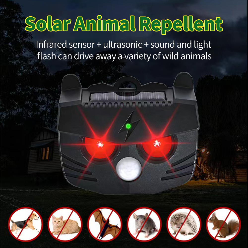 Solar Ultrasonic Monkey Repellent AI chip Repeller Stray Cats,Dogs ...