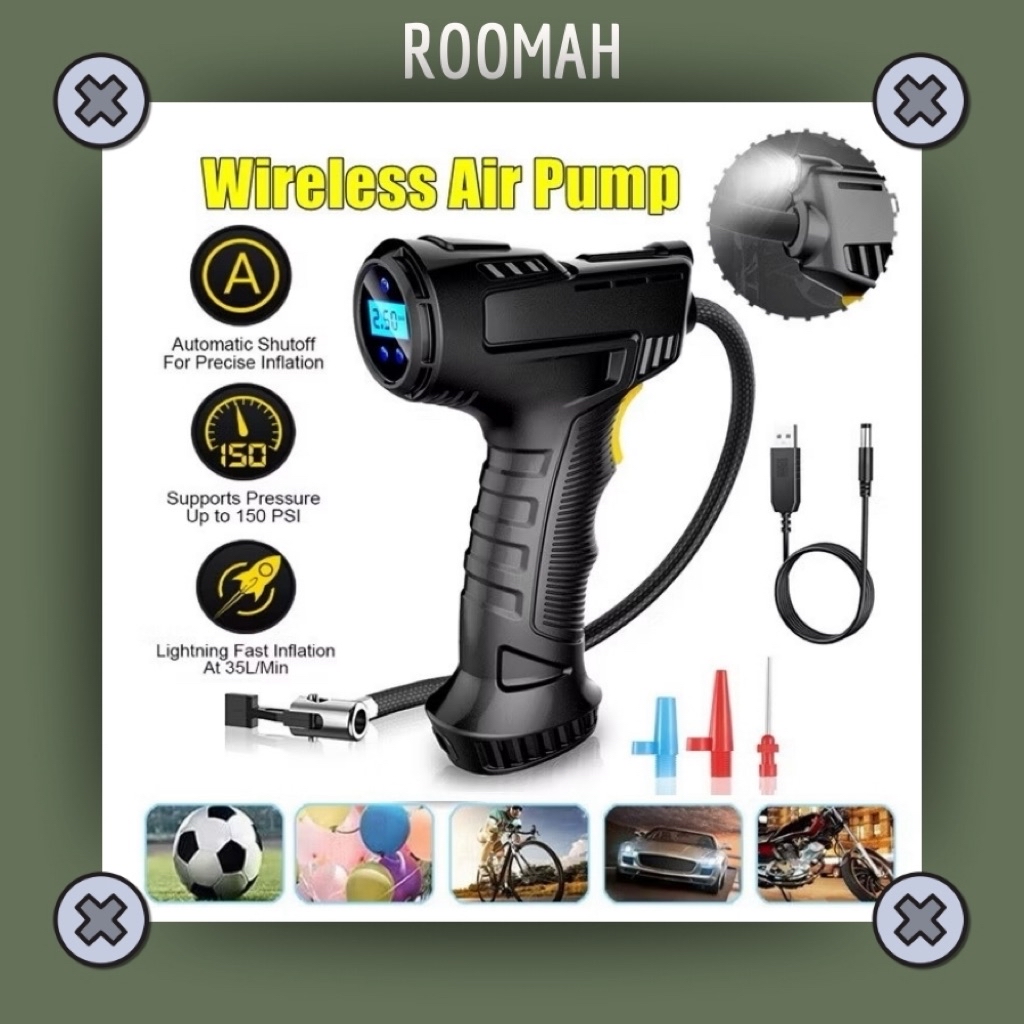Pam Angin Tayar Kereta Tanpa Wayar – Portable USB Rechargeable 120W ...