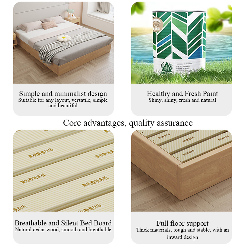 Nordic Solid Wood Katil queen tatami Bed Frame Katil Kayu Double katil ...
